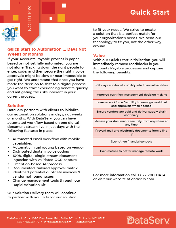 Solution Sheet: Quick Start for AP Automation | DataServ