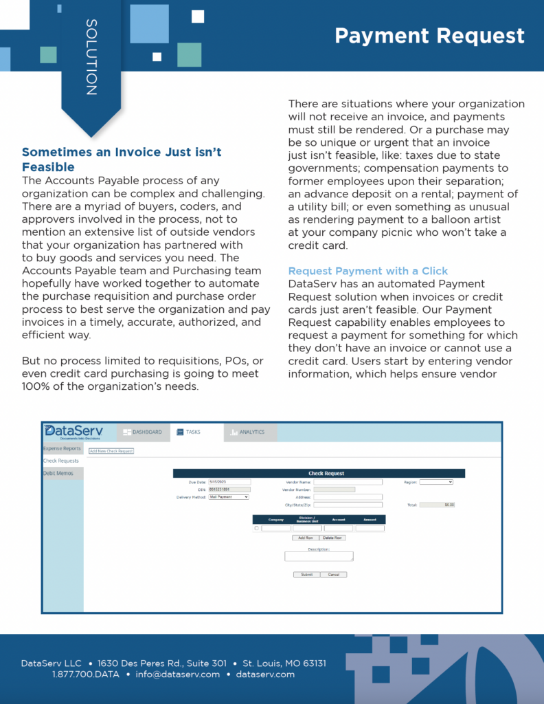 Payment Request Solution Sheet | DataServ