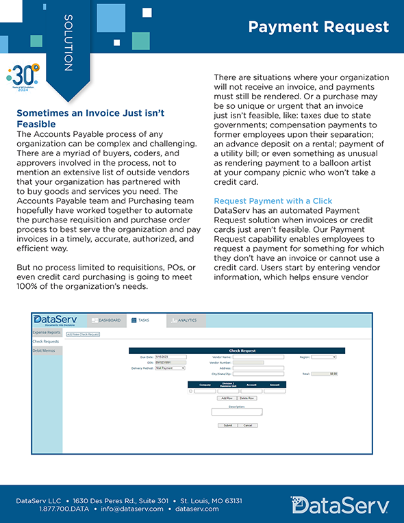 Payment Request Solution Sheet | DataServ