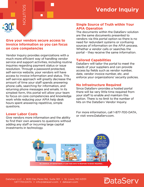 Solution Sheet: Vendor Inquiry | DataServ