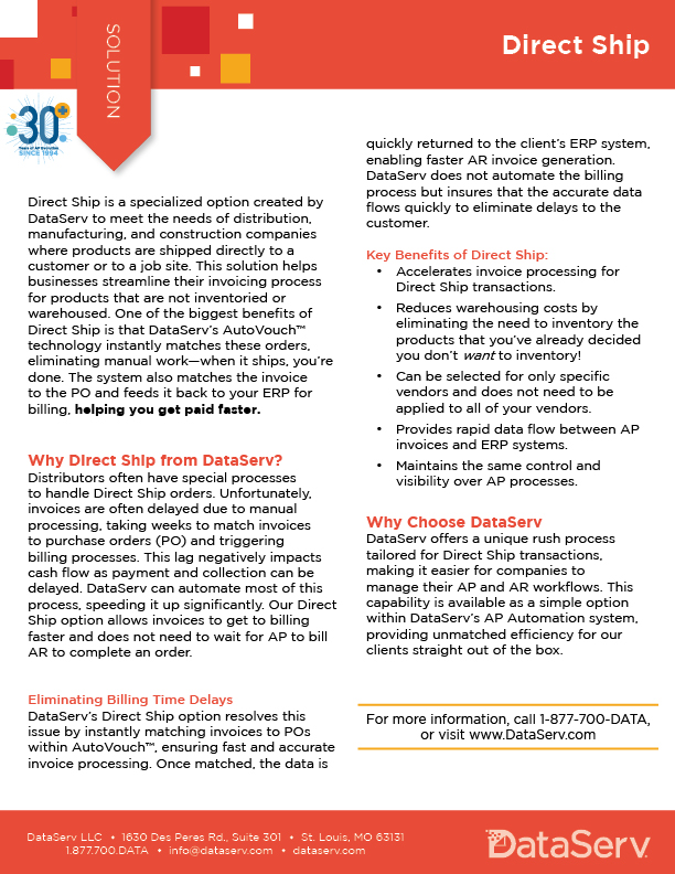 Direct Ship Solution Sheet | DataServ