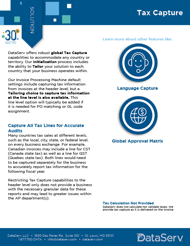 Tax Capture Solution Sheet | DataServ