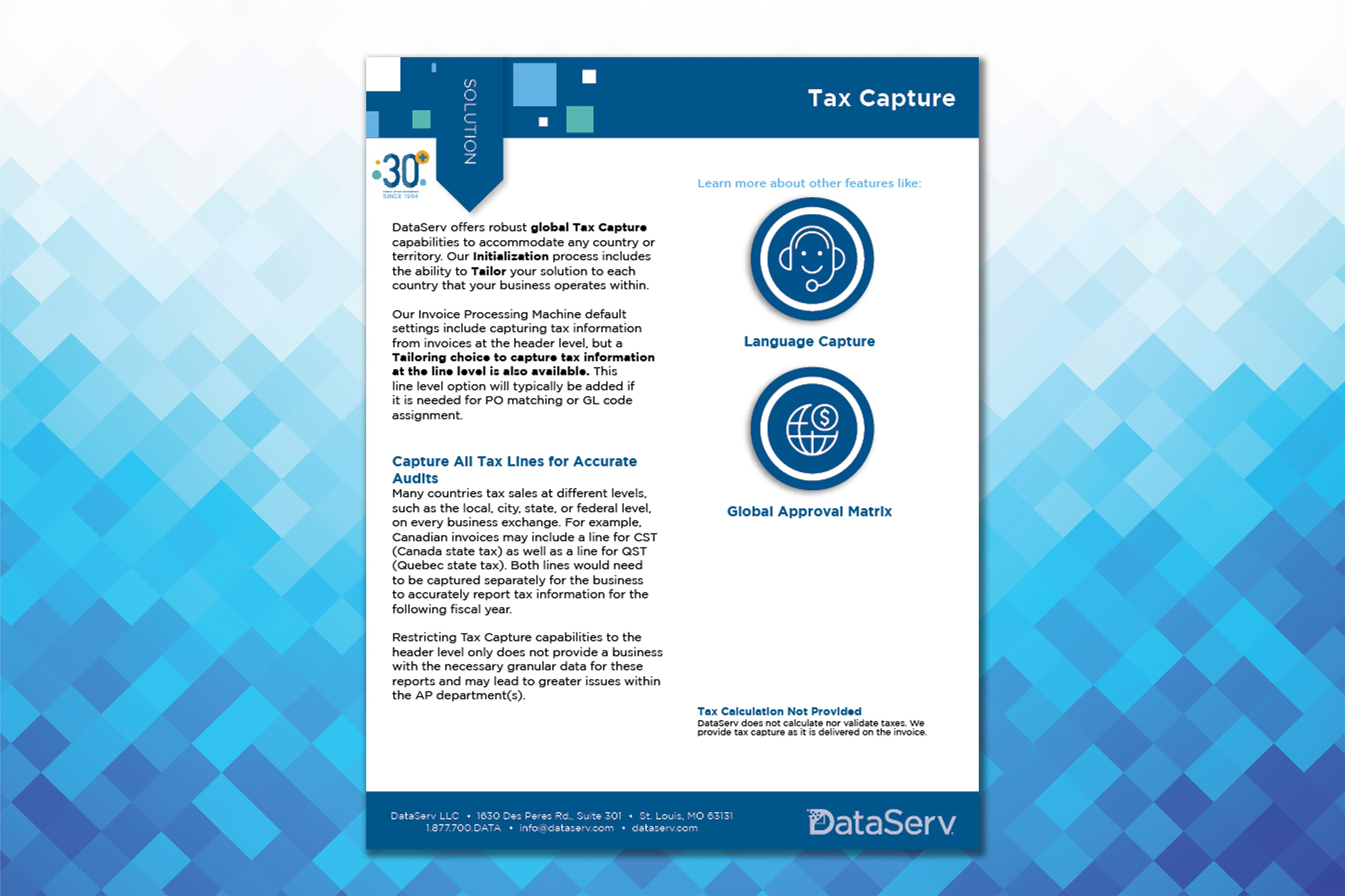 Tax Capture Solution Sheet | DataServ